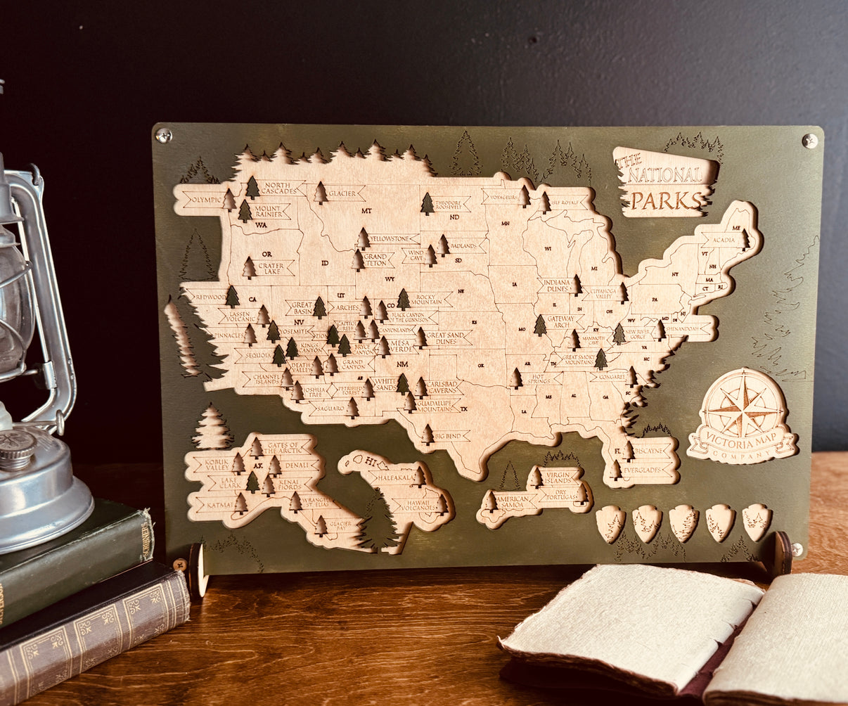National Parks Map Tracker Wooden Puzzle – Fenrir Woodworks